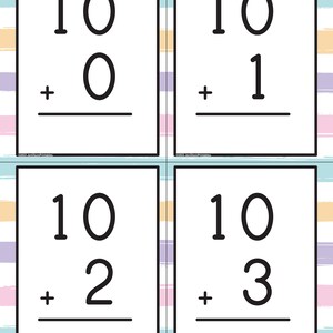 Pastel Addition Flashcards - Etsy