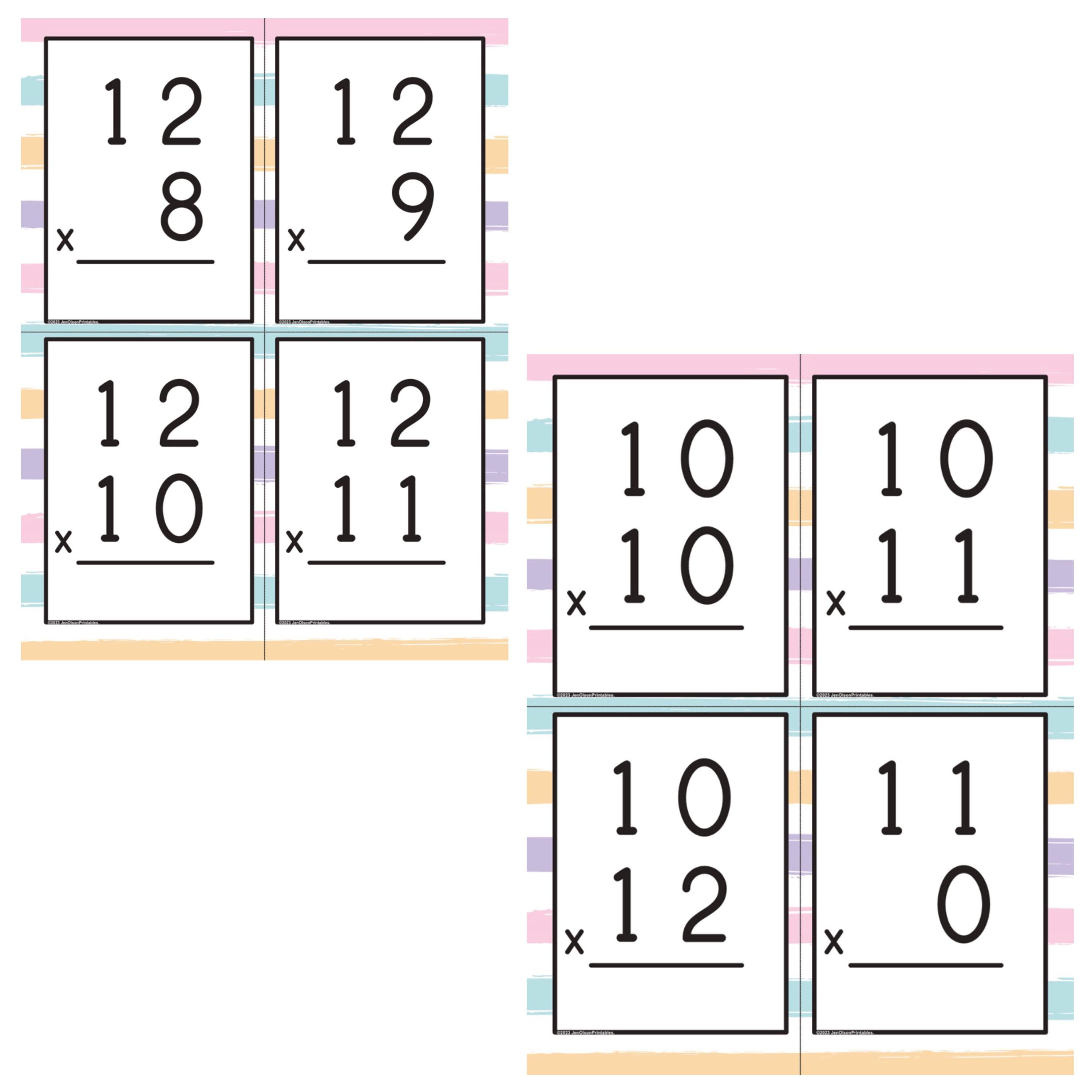 Pastel Multiplication Flashcards - Etsy