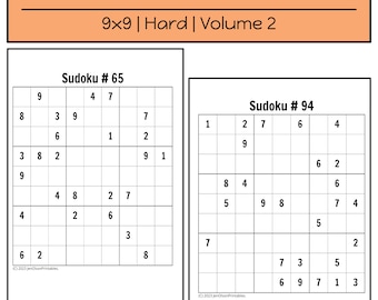 100 Hard Sudoku Puzzles Vol. 1 - Etsy