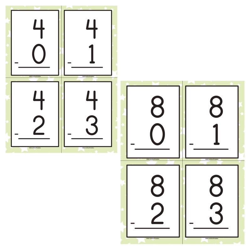 Printable Subtraction Flashcards 0-10 (PDF Download) - Etsy