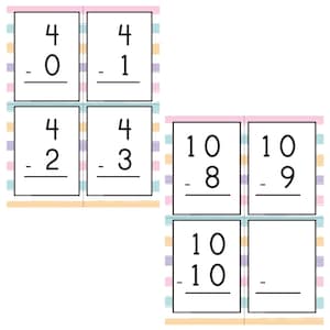 Pastel Subtraction Flashcards - Etsy