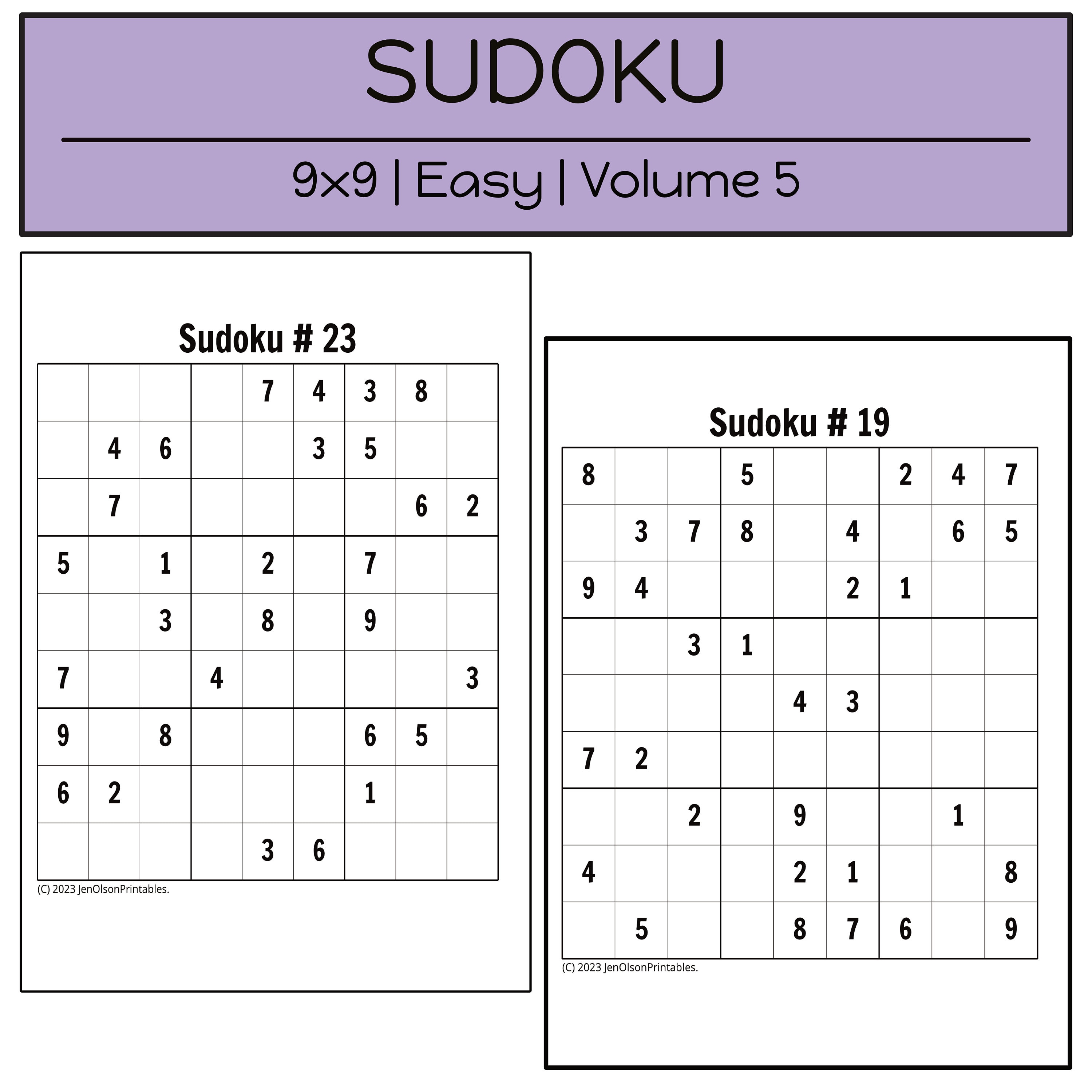 100 Easy Sudoku Puzzles Vol. 5 - Etsy