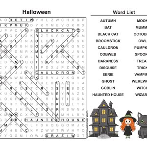Halloween Word Search - Etsy