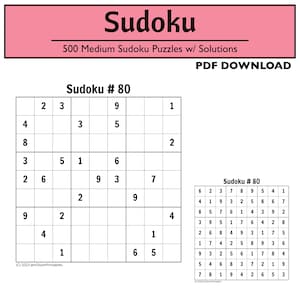 500 Medium Sudoku - Etsy