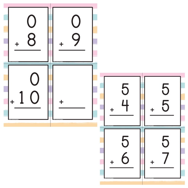 Pastel Addition Flashcards - Etsy