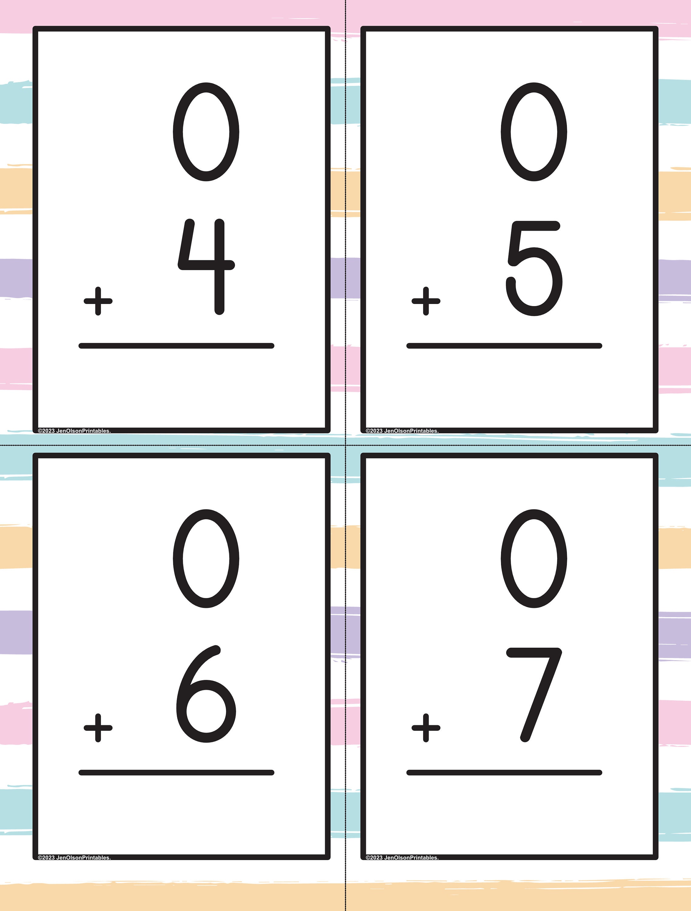 Pastel Addition Flashcards - Etsy