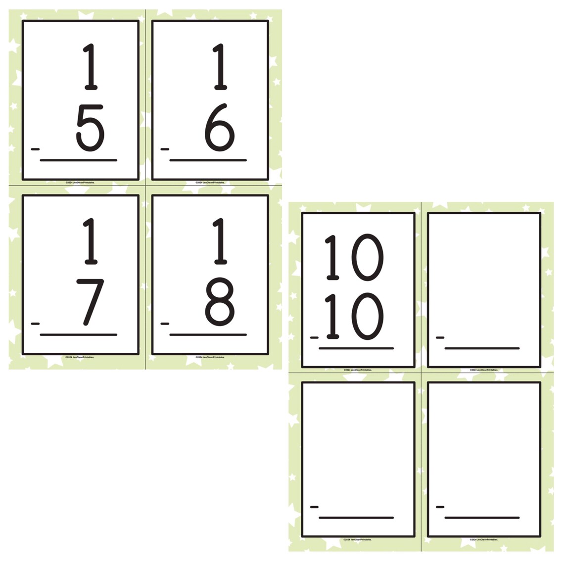 Printable Subtraction Flashcards 0-10 (PDF Download) - Etsy