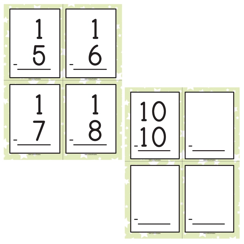 Printable Subtraction Flashcards 0-10 (PDF Download) - Etsy