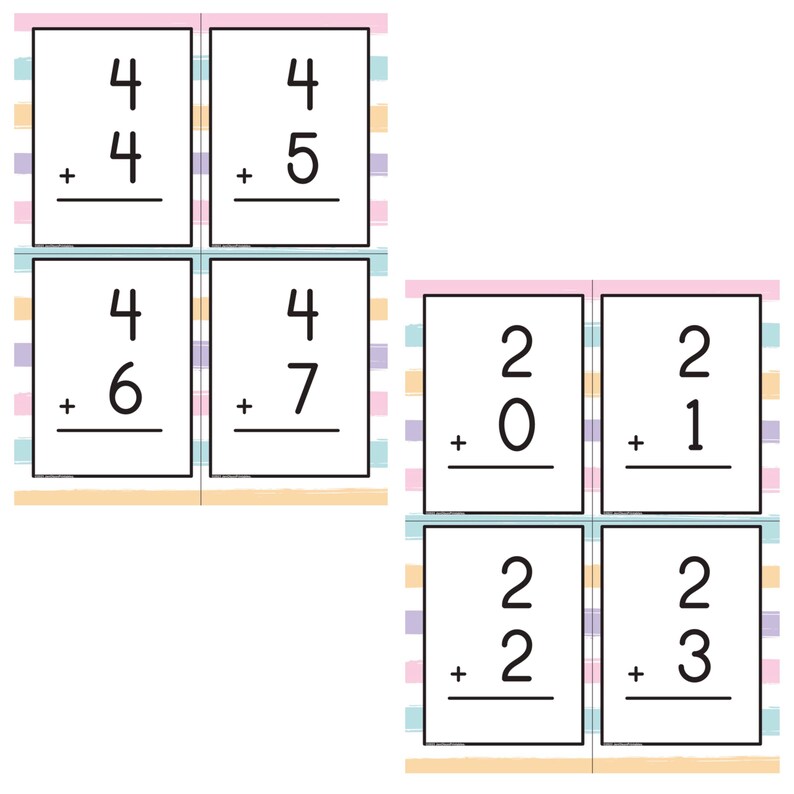 Pastel Addition Flashcards - Etsy