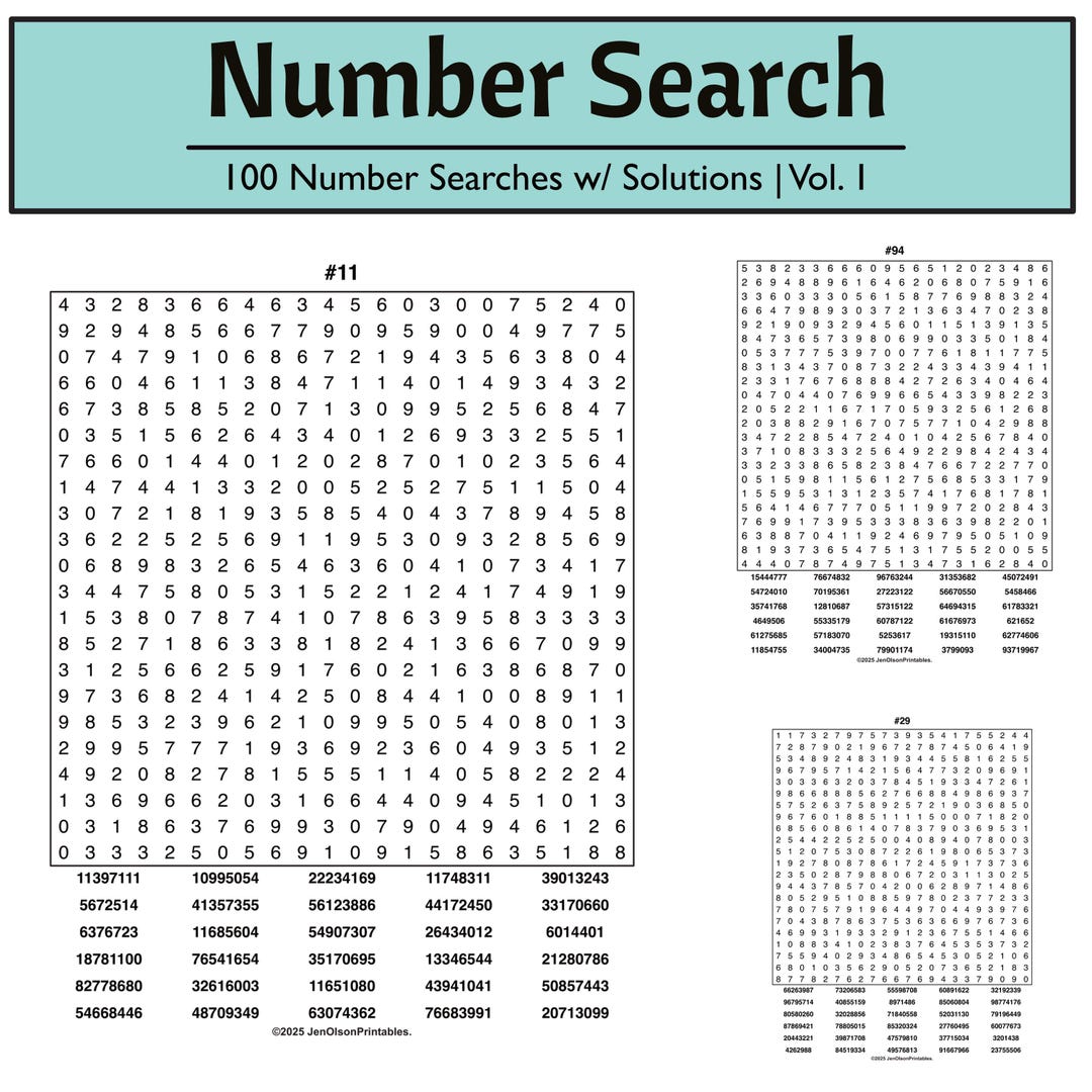 100 Number Searches Vol. 1 - Etsy