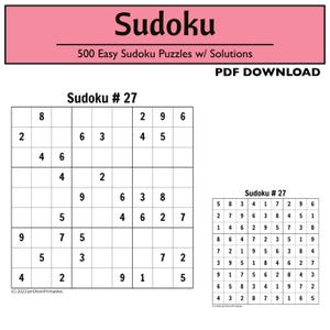 500 Easy Sudoku - Etsy