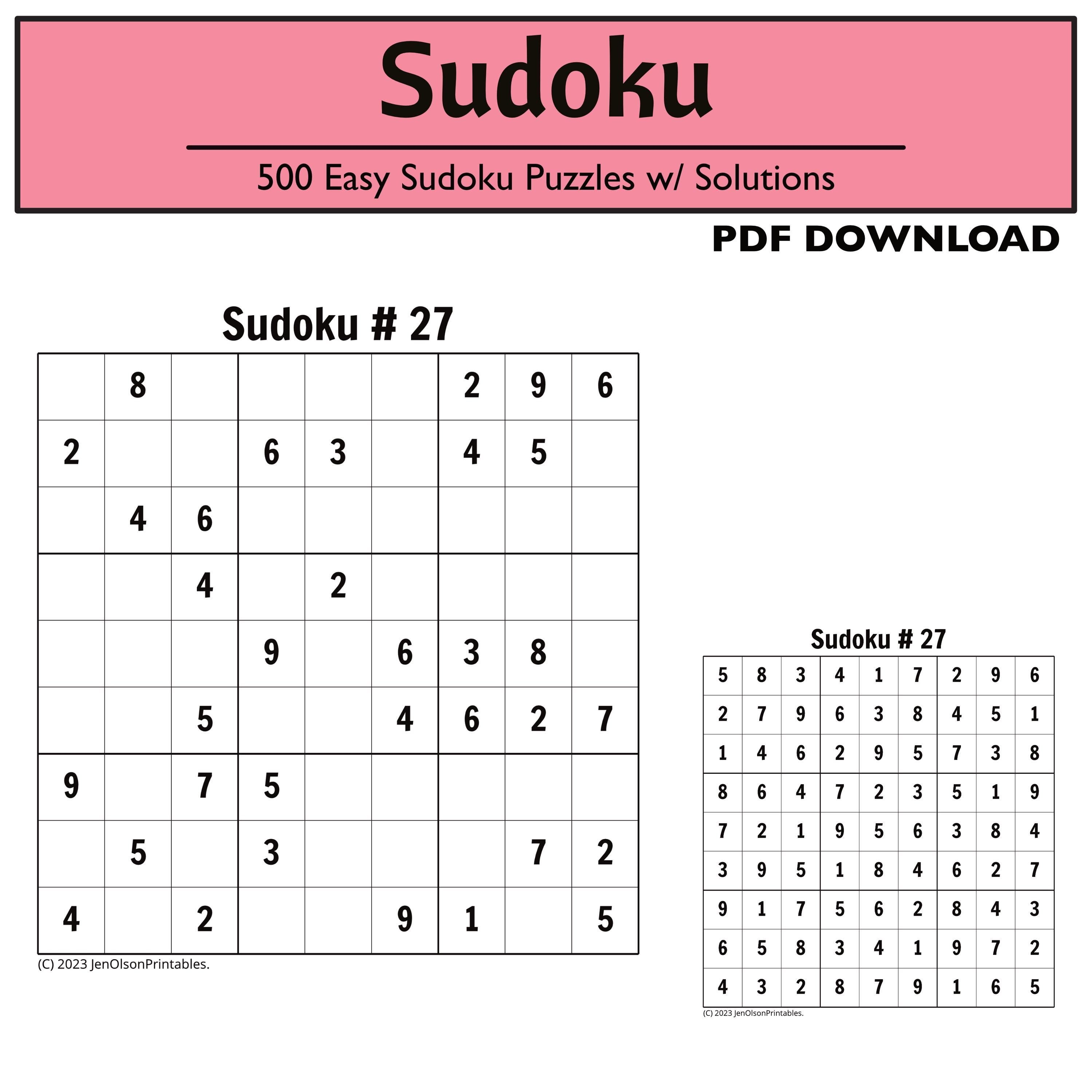 500 Easy Sudoku - Etsy