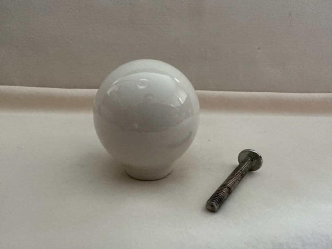 Vintage White Ceramic Ball Drawer Pull - Etsy