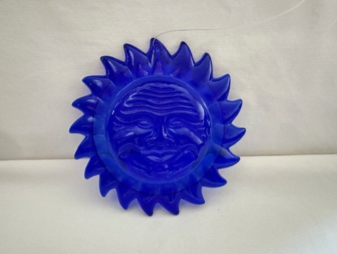 Vintage Cobalt Blue Sun Face Suncatcher - Etsy