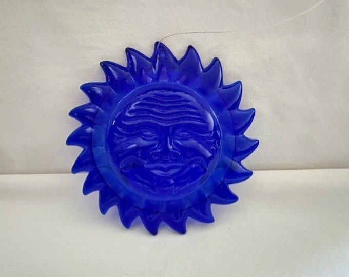 Vintage Cobalt Blue Sun Face Suncatcher - Etsy