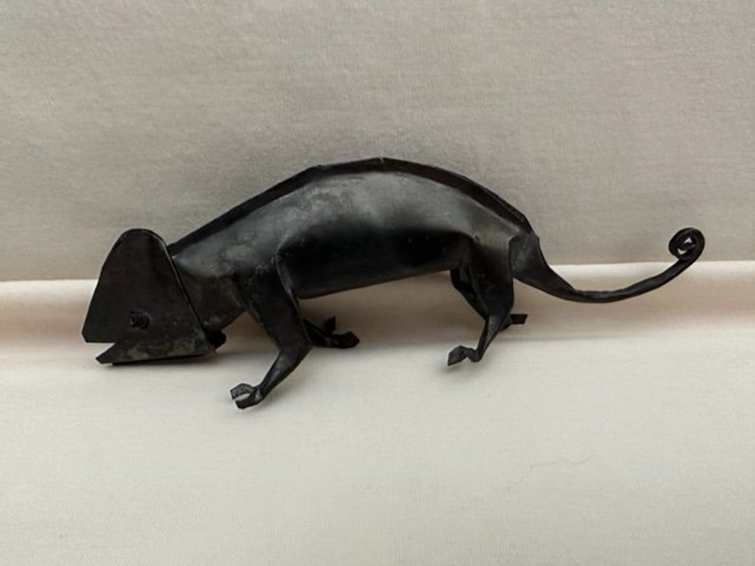 Vintage Folk Art Metal Chameleon Lizard - Etsy