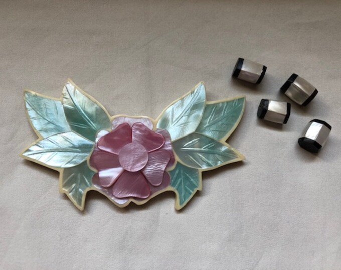 Vintage Flower Shell Inlay Bead Set - Etsy