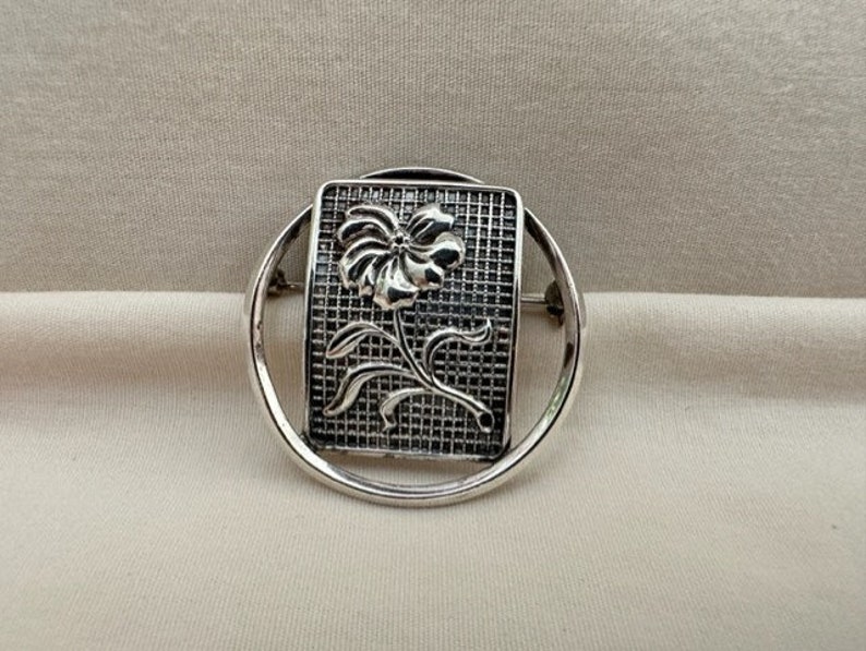 Vintage Sterling Silver Flower Pin Brooch - Etsy