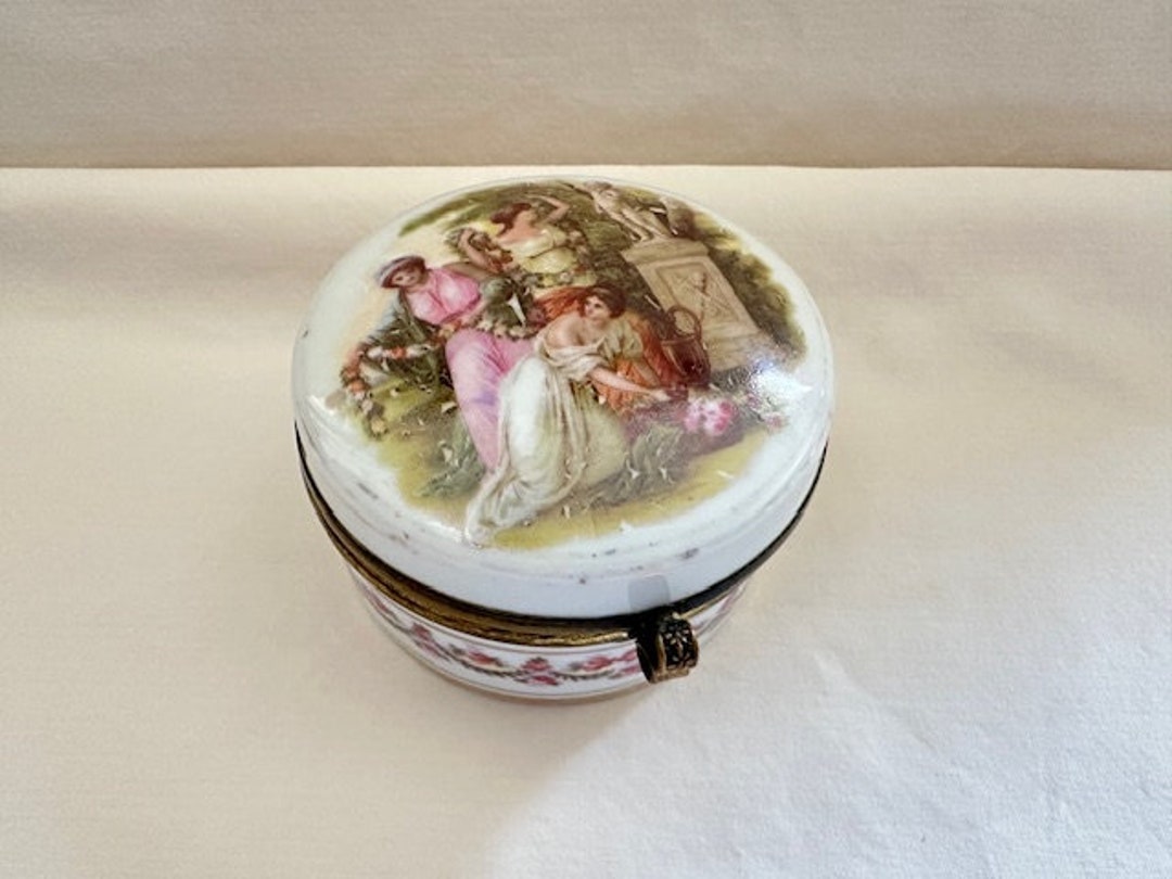 Vintage Porcelain Trinket Container - Etsy