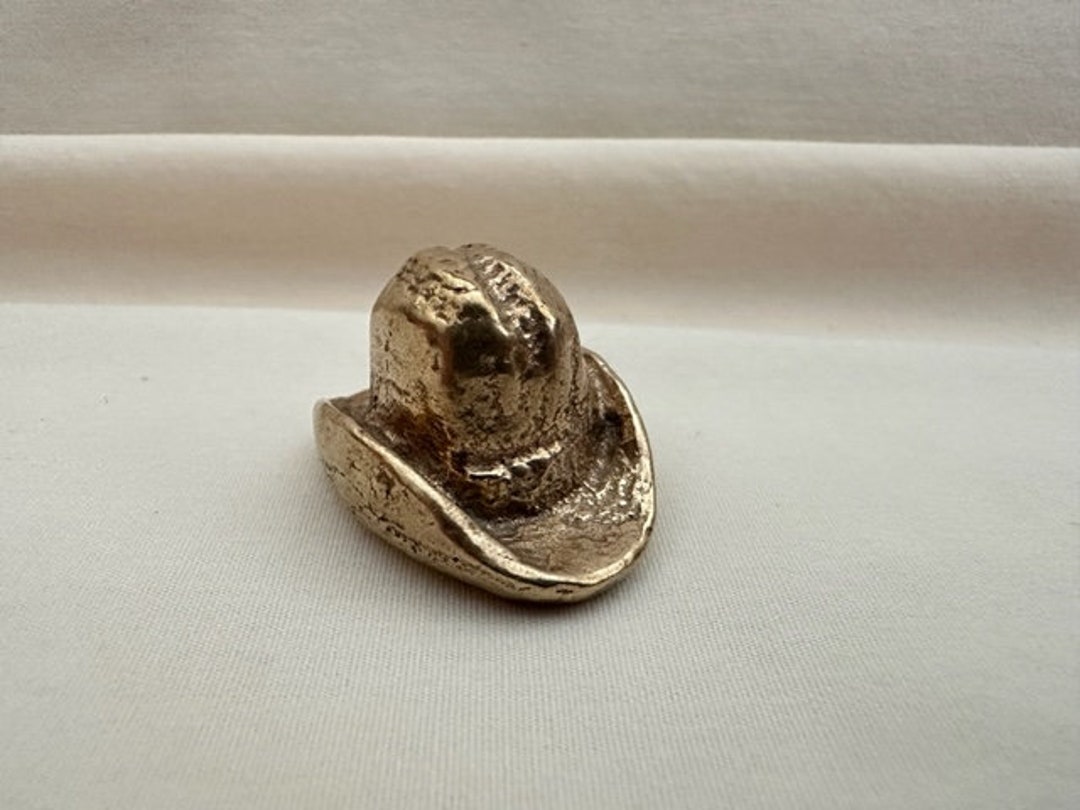 Vintage Miniature Solid Brass Cowboy Hat - Etsy