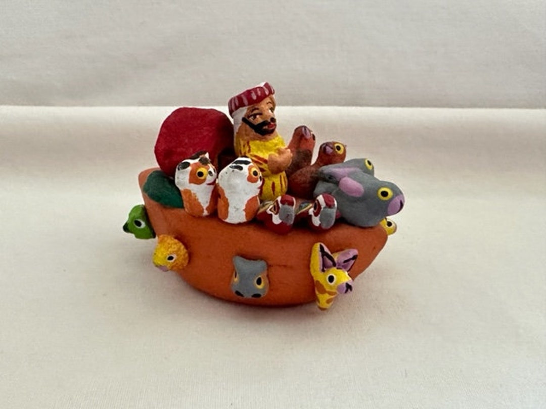Vintage Folk Art Miniature Clay Noah's Ark Figurine - Etsy