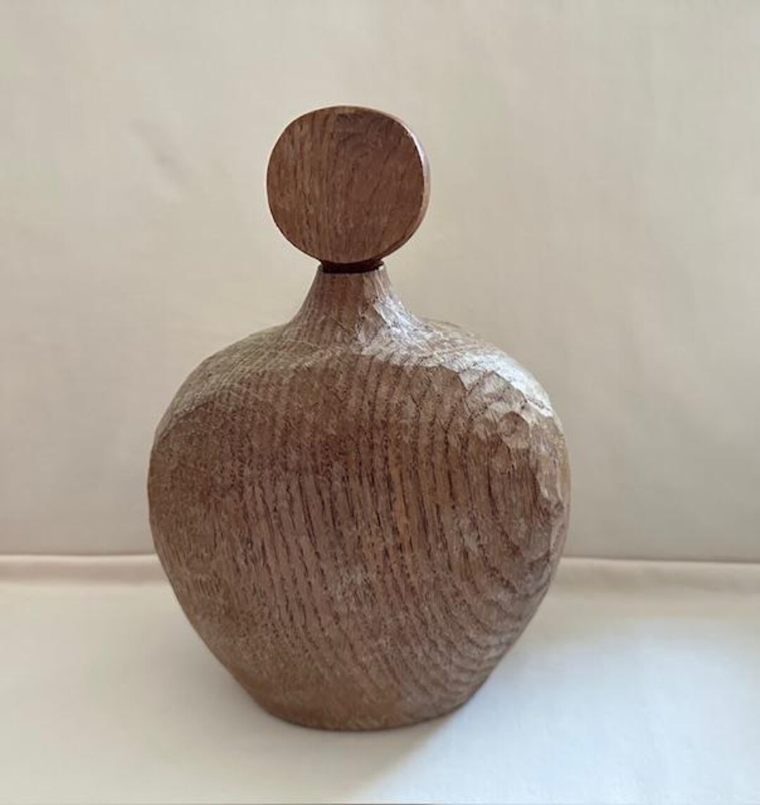 Vintage Mid Century Modern Faceted Carved Wood Decanter - Etsy