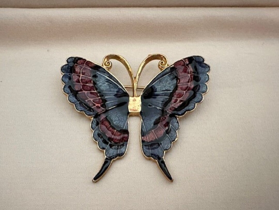 Vintage Enamel Butterfly Brooch Pin - Etsy