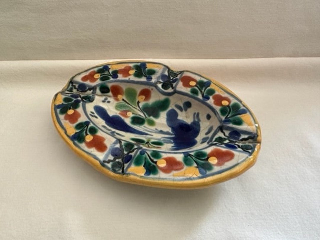 Antique Puebla Mexico Talavera Pottery Ashtray - Etsy