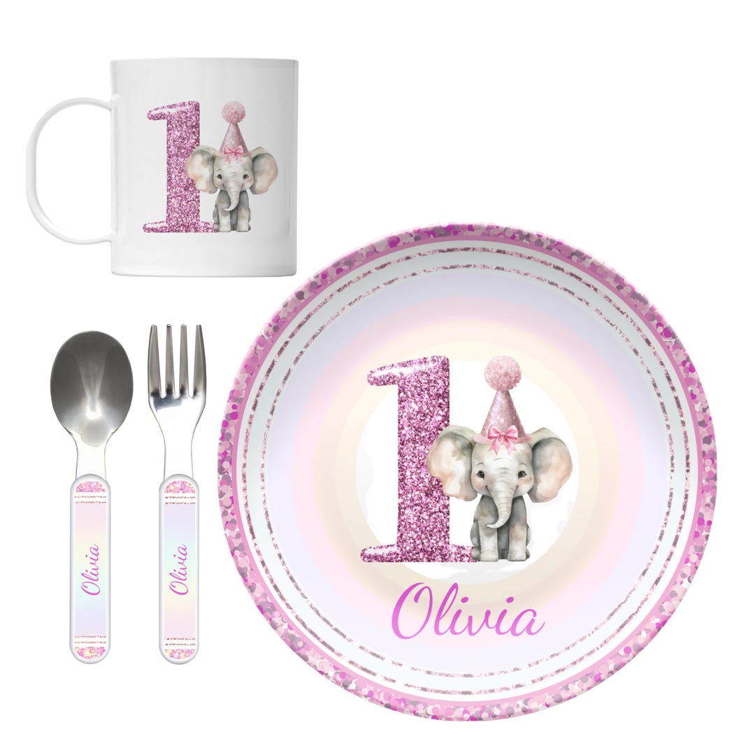 Personalized Girl's 1st Birthday Plate Set Gift - Etsy