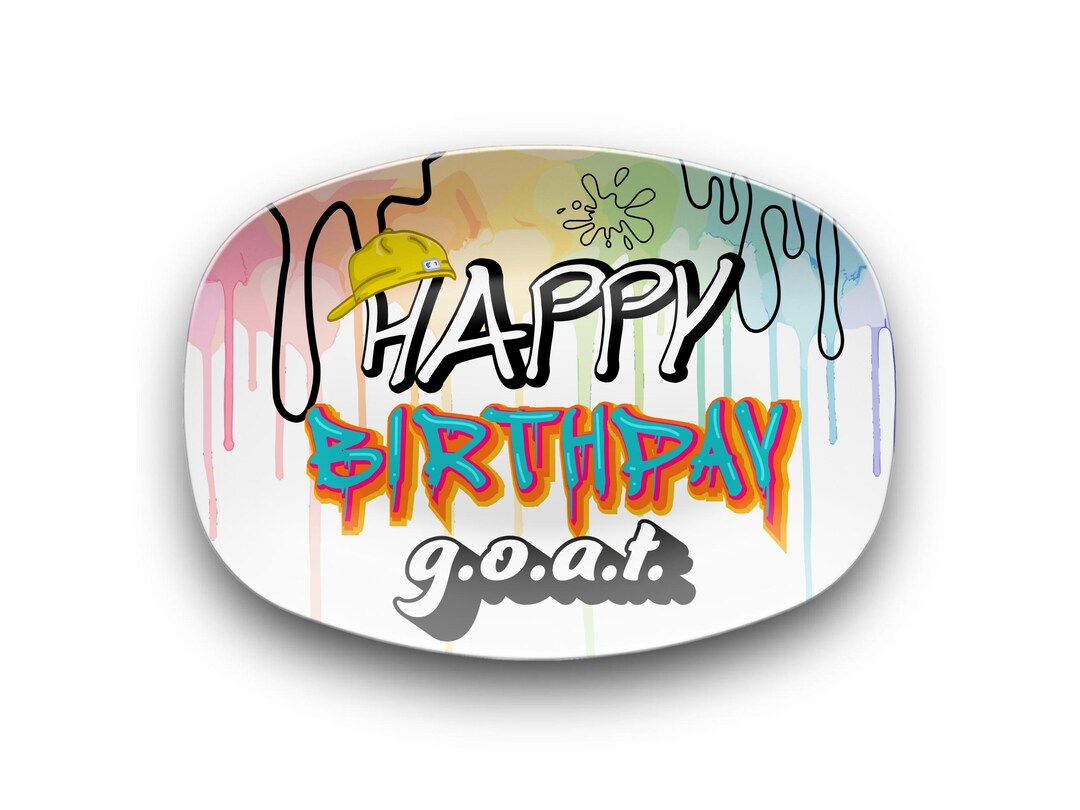 Gen Z Boy Happy Birthday G.O.A.T Platter: Graffiti and Drip Design - Etsy