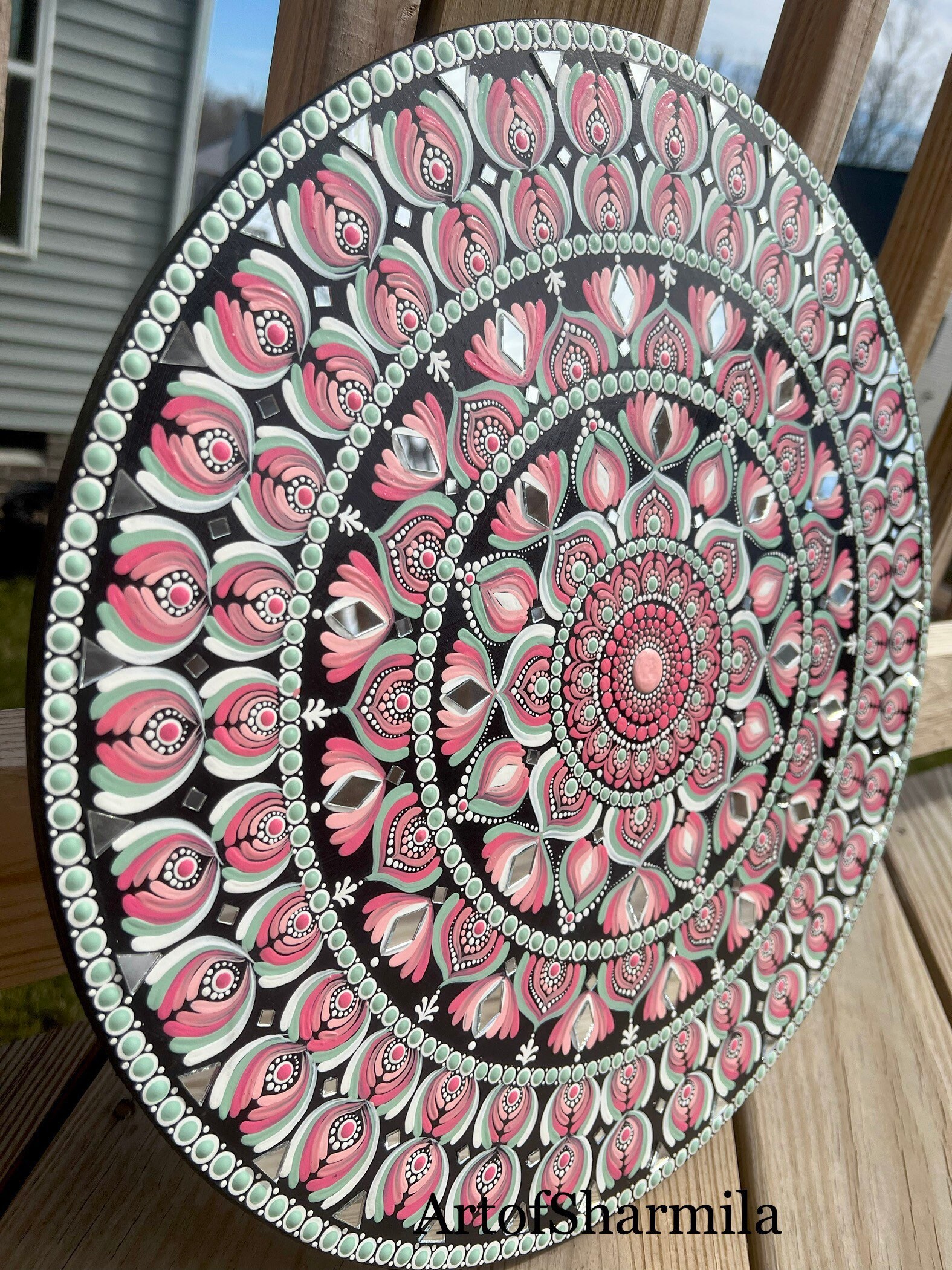 18dot Mandala on Wooden Board, Mandala Painting,meditative Art,dot Art ...