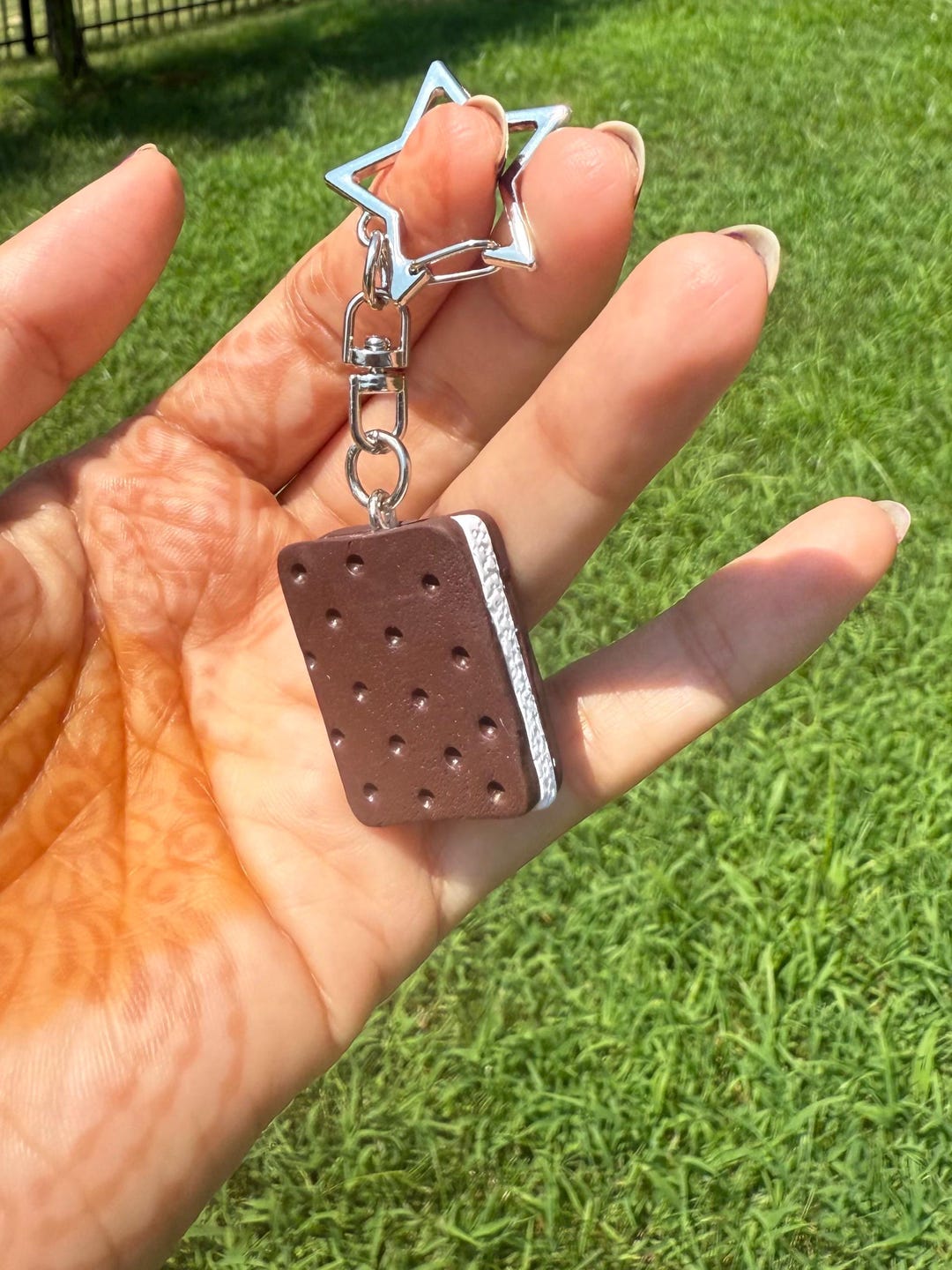Ice Cream Sandwich Keycharm With Polymer Clay, Clay Keychain, Food Miniature Charm - Etsy