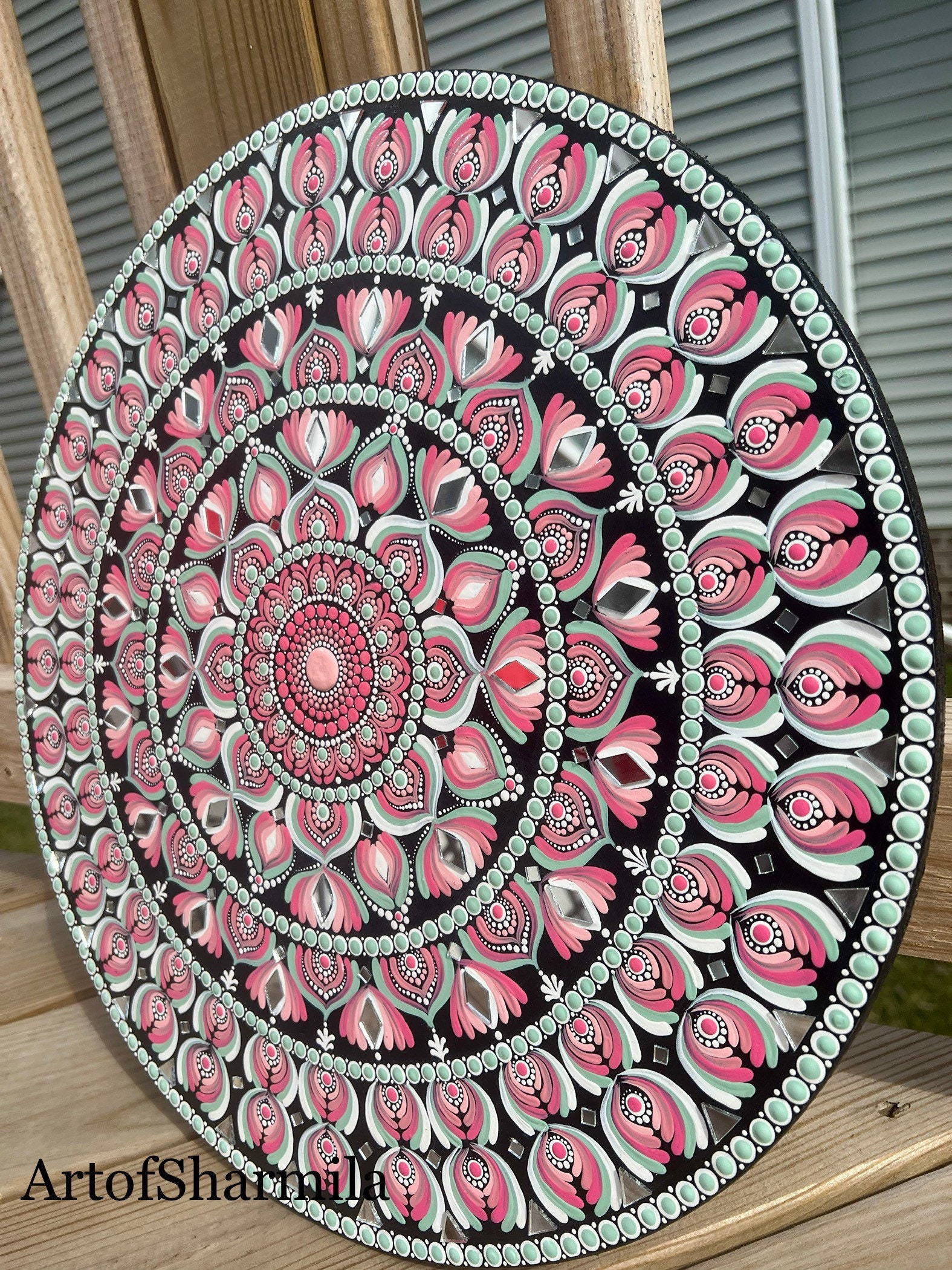 18dot Mandala on Wooden Board, Mandala Painting,meditative Art,dot Art ...