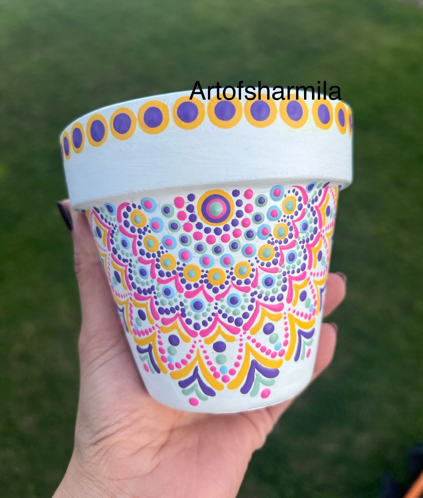 Dot Painted Terracotta Pot, Hand Painted Pot,garden Pot,hand Painted ...