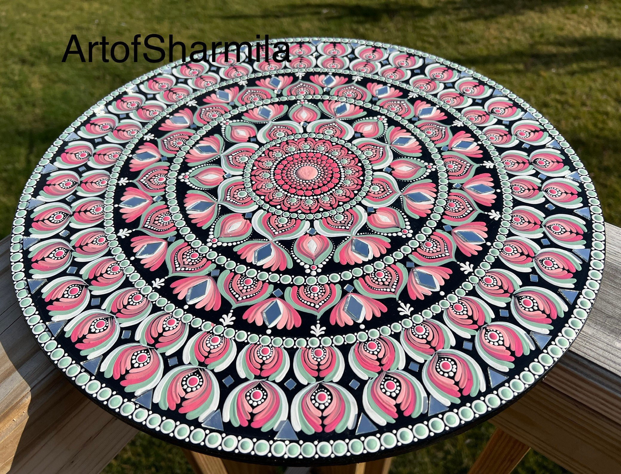 18dot Mandala on Wooden Board, Mandala Painting,meditative Art,dot Art ...