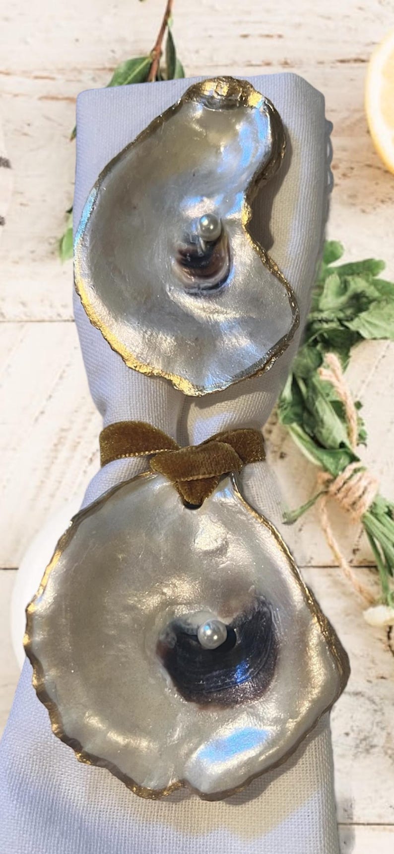 Oyster Shell Napkin Rings Set of 4. Natural Shell Napkin Ring Set - Etsy