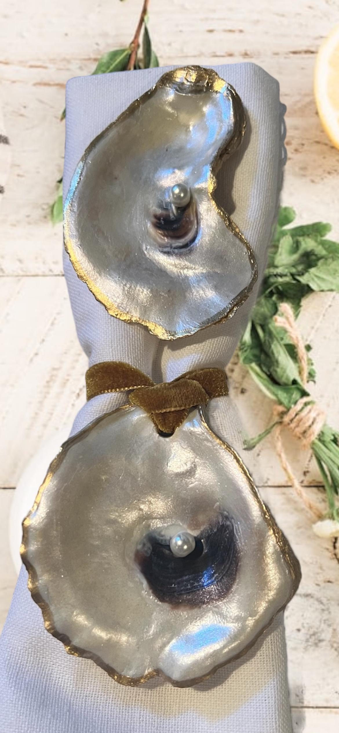 Oyster Shell Napkin Rings Set of 4. Natural Shell Napkin Ring Set - Etsy