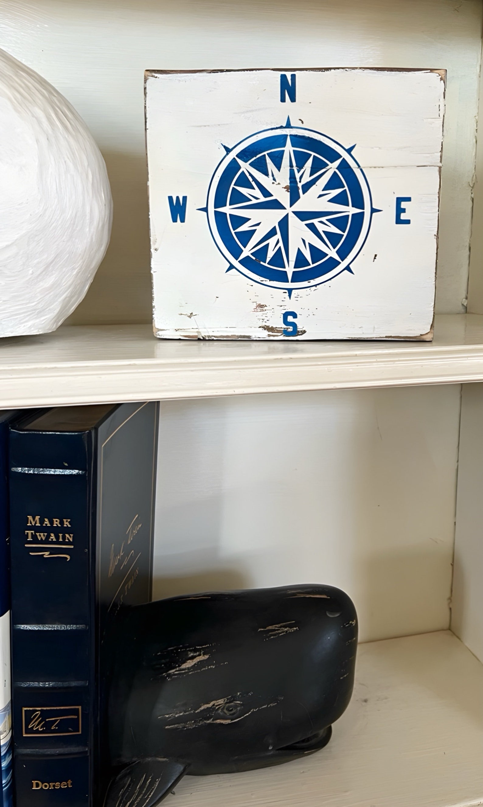 Nautical Decor, Compass Rose, Wood Block, Shelf Sitter, Coastal Decor ...