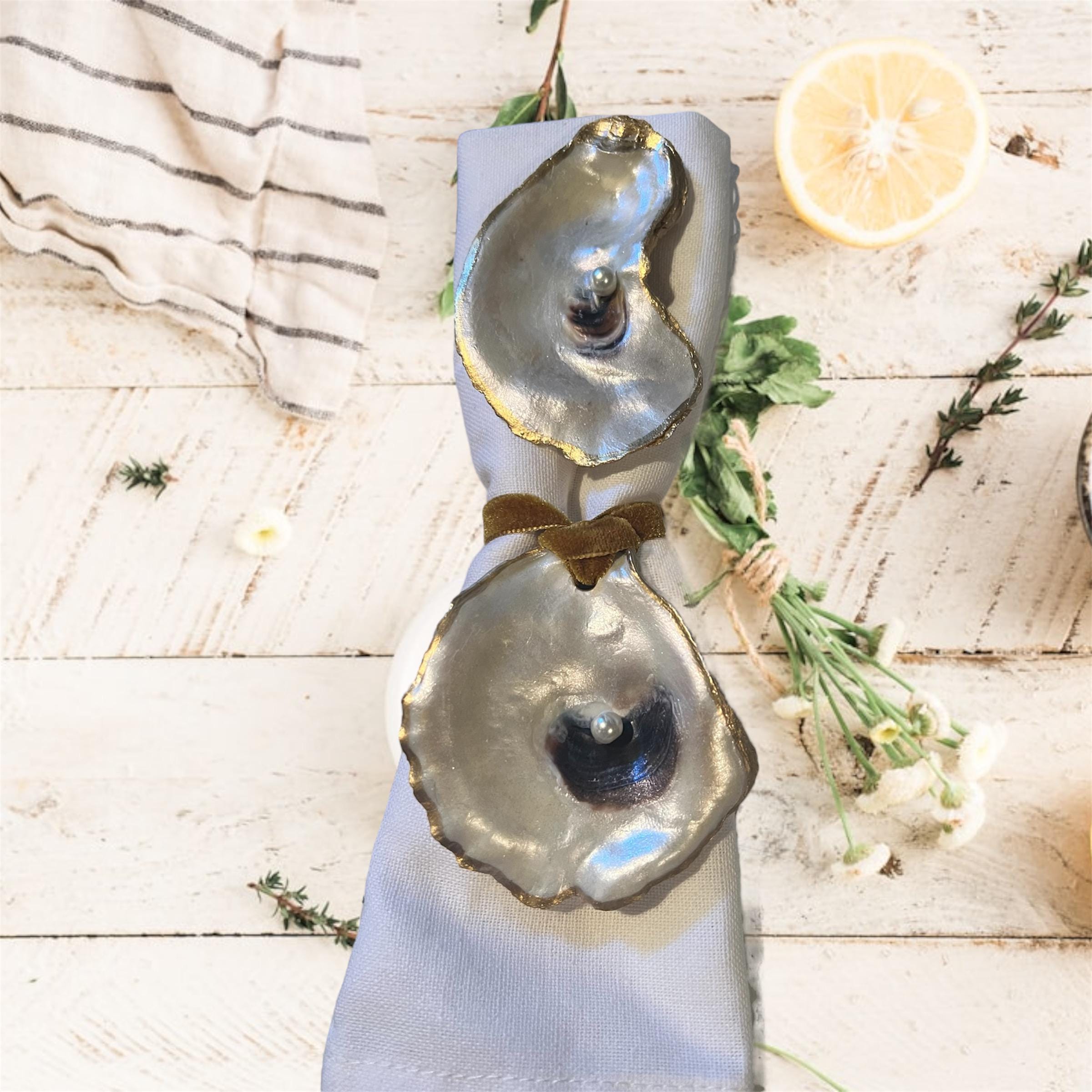 Oyster Shell Napkin Rings Set of 4. Natural Shell Napkin Ring Set - Etsy