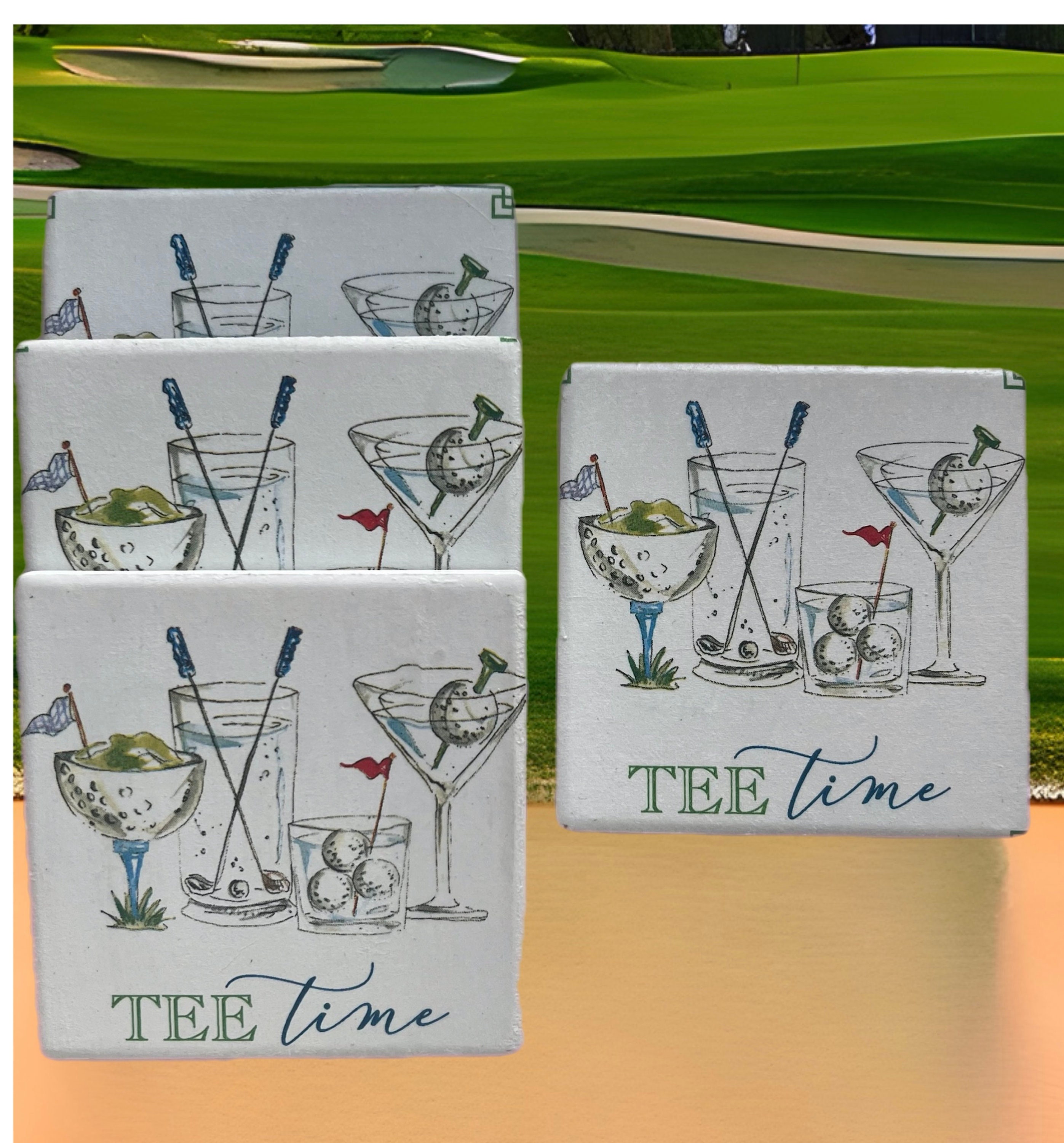 Set of 4 Golf Themed Decoupaged Tile Coasters - Etsy