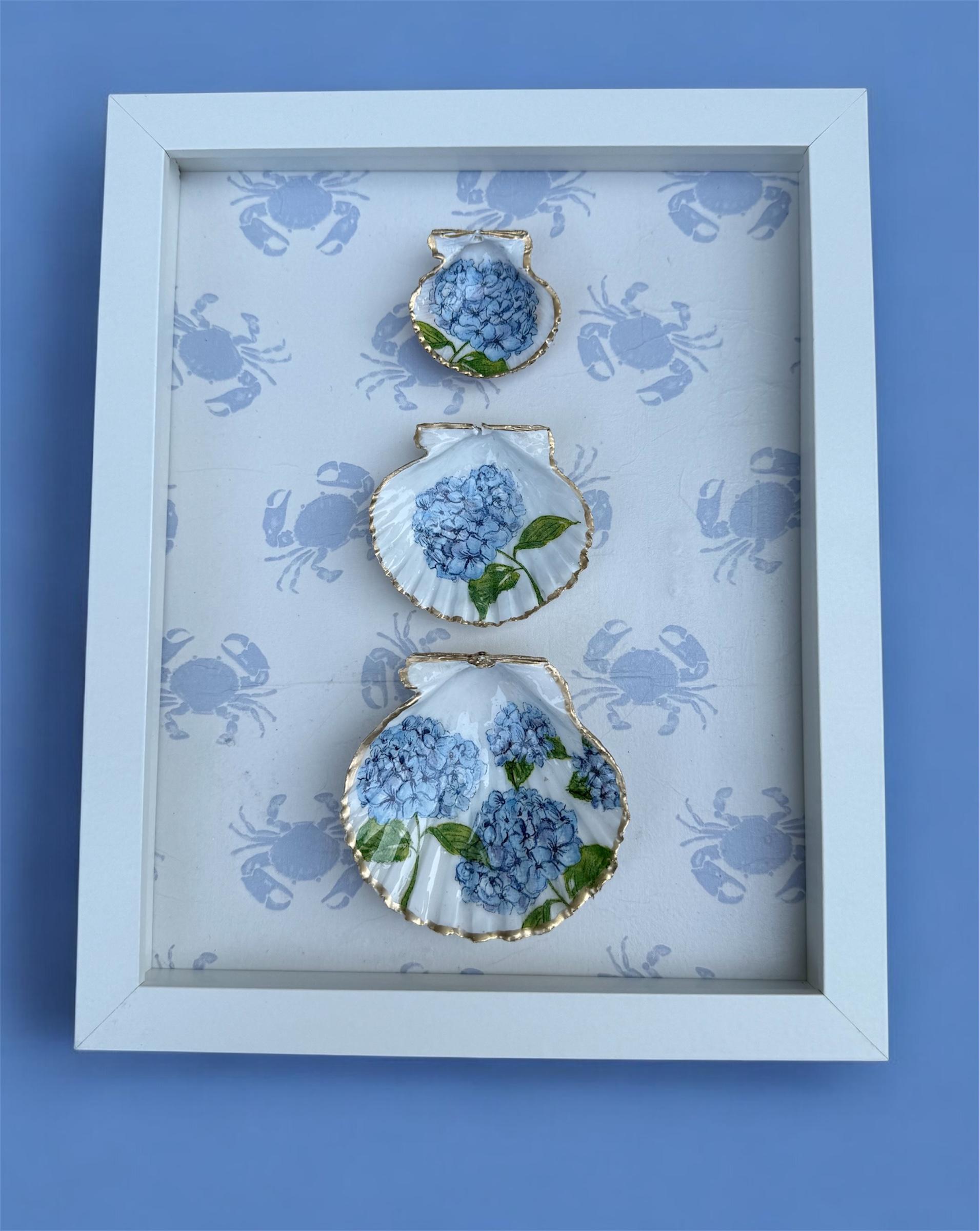 Framed Hydrangea Shell Art: Nantucket Coastal Decor - Etsy