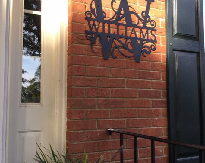 Weatherproof Monogram House Sign Monogrammed Wreath Monogram | Etsy