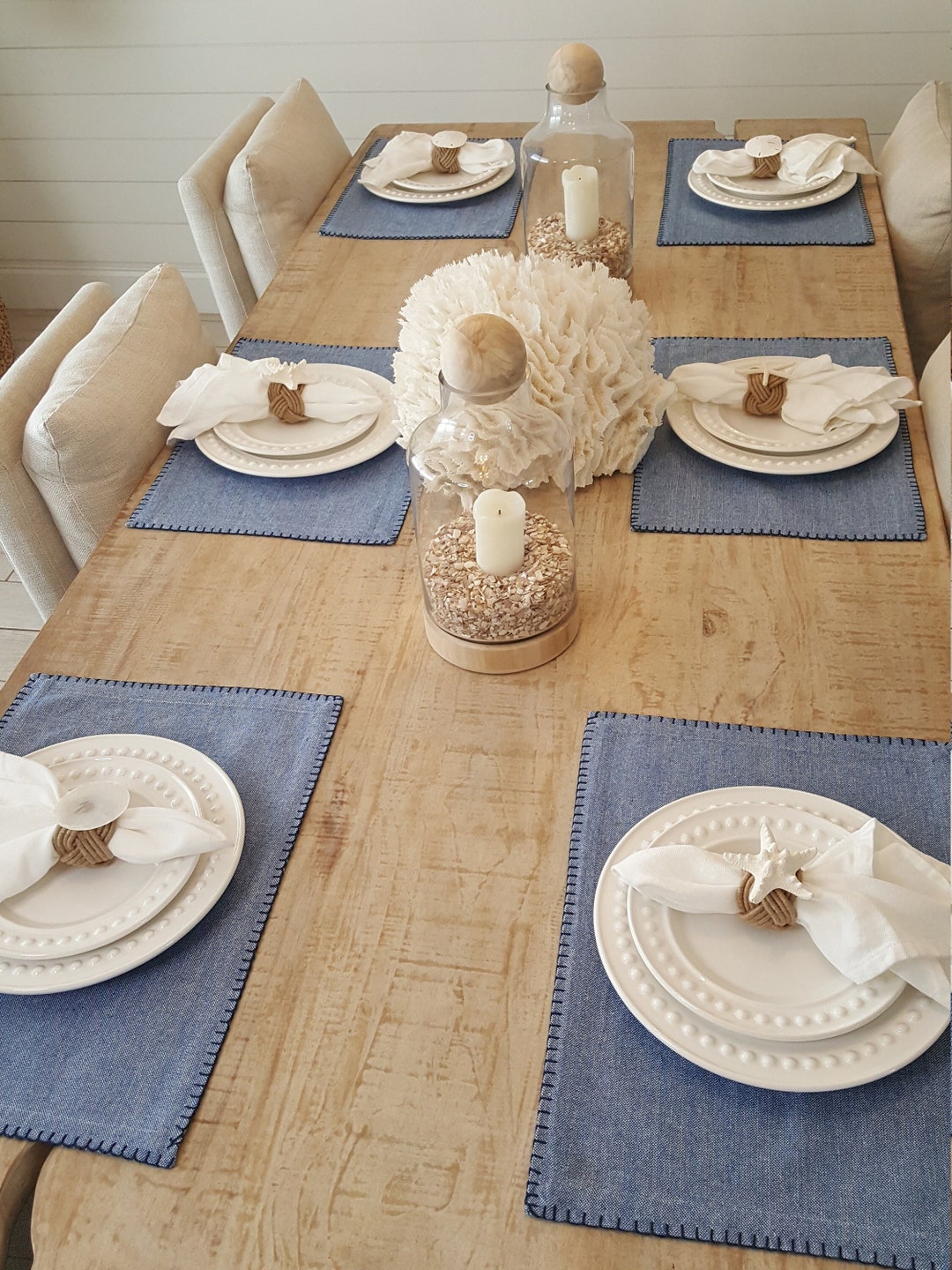 Set of Coastal Napkin Rings, Nautical Table Decor, Nautical Napkin ...