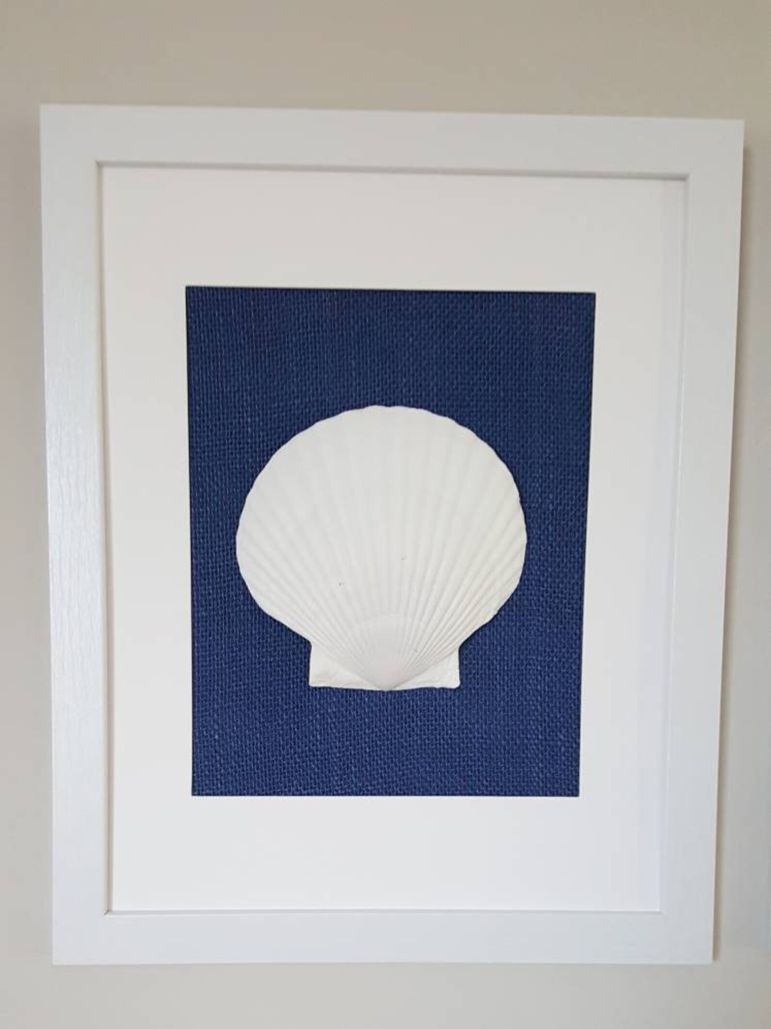 Set of 4 Framed Seashells Navy Blue Beach Decor Beach Wall - Etsy