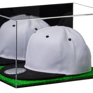 Acrylic Hat or Cap Display Case With Clear or Mirror, (black/white/turf ...