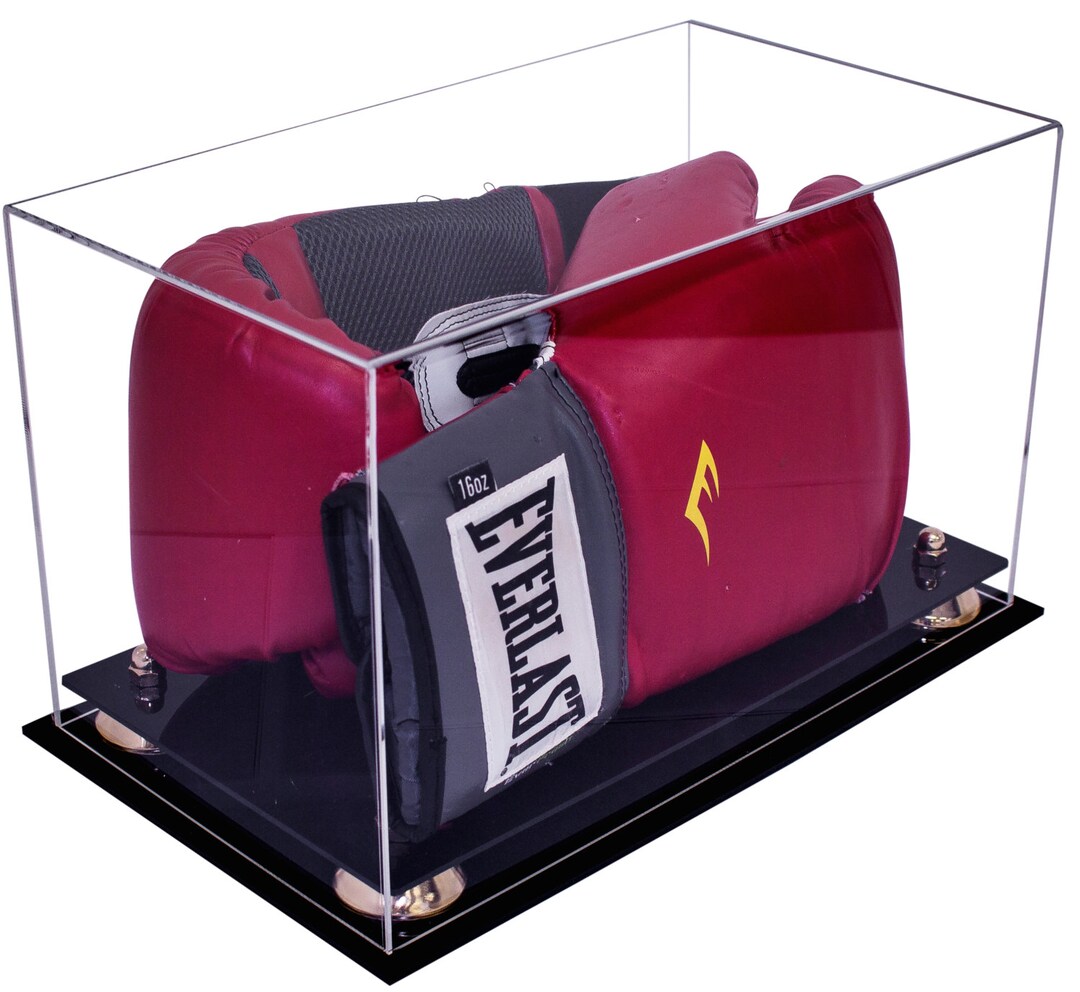 Clear Acrylic Single or Double Boxing Glove Display Case With Risers ...