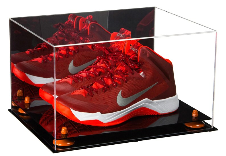 Clear Acrylic Basketball Shoe Pair Display Case With Risers and Black ...