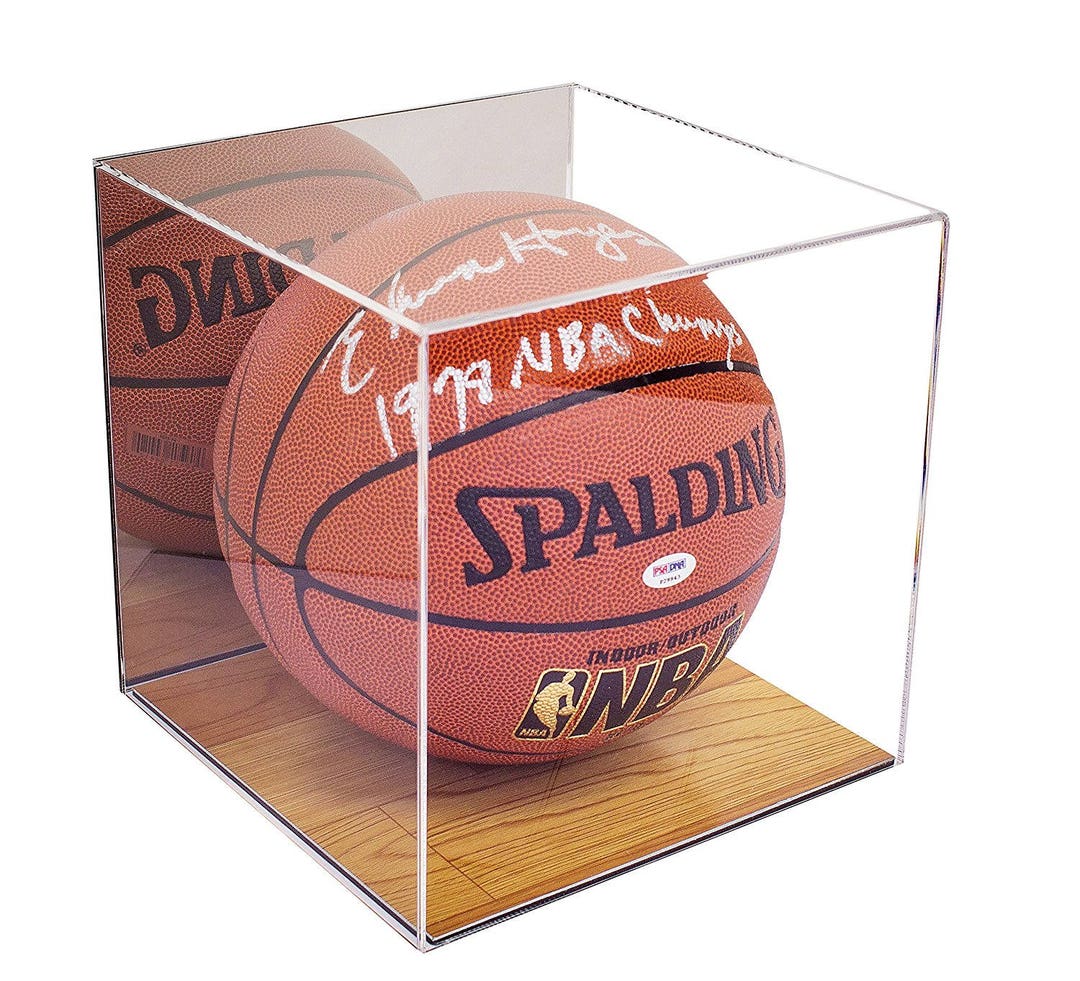Deluxe Acrylic Basketball Display Case With Simulated Wood Floor and ...