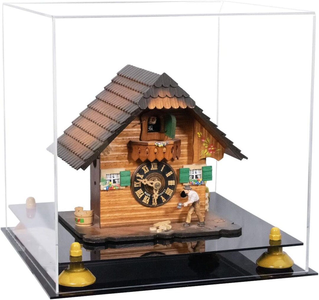 Acrylic Versatile Display Case With Case, Risers, Black Base 12" X 12 ...
