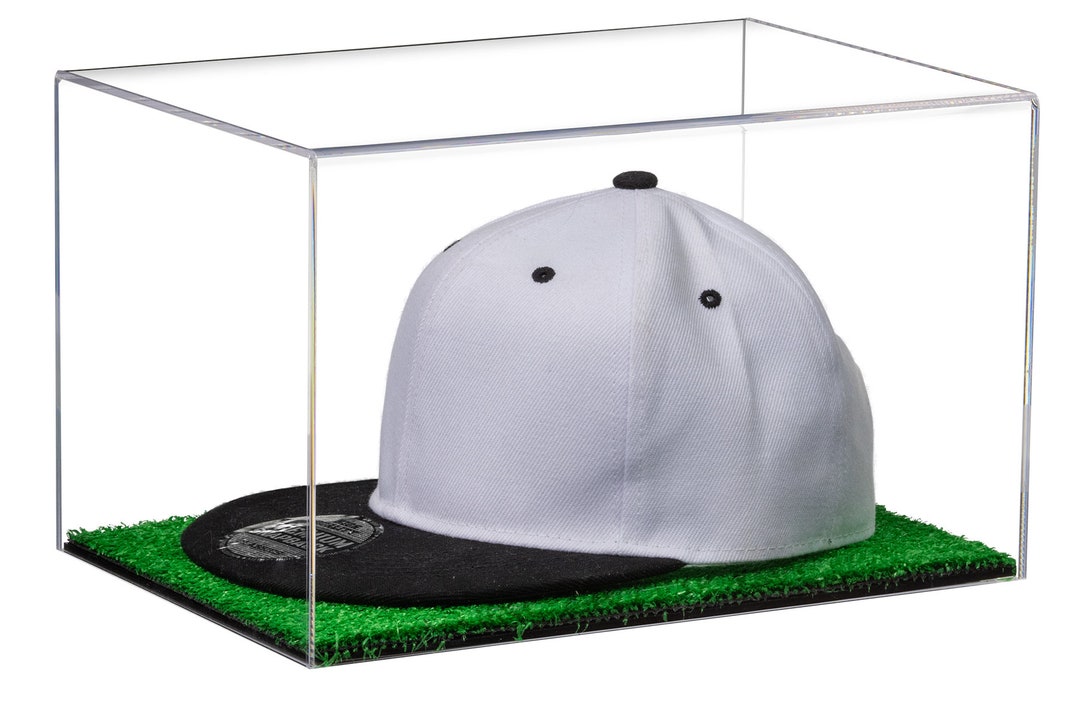 Acrylic Hat or Cap Display Case With Clear or Mirror, (black/white/turf ...